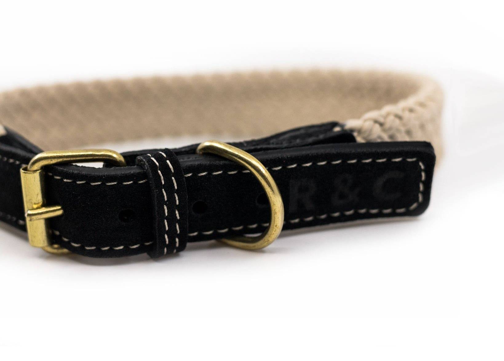 Black Flat Rope Dog Collar - British Design - Ralph & Co